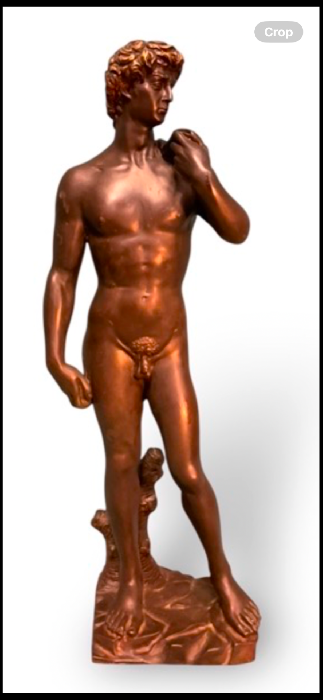 Bronze, Grecian style David figure with sling, on naturalistic base by ...